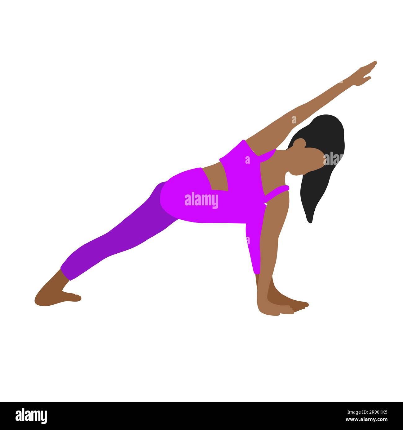 Flexibility yoga pose. African American longhair female, lady, woman ...