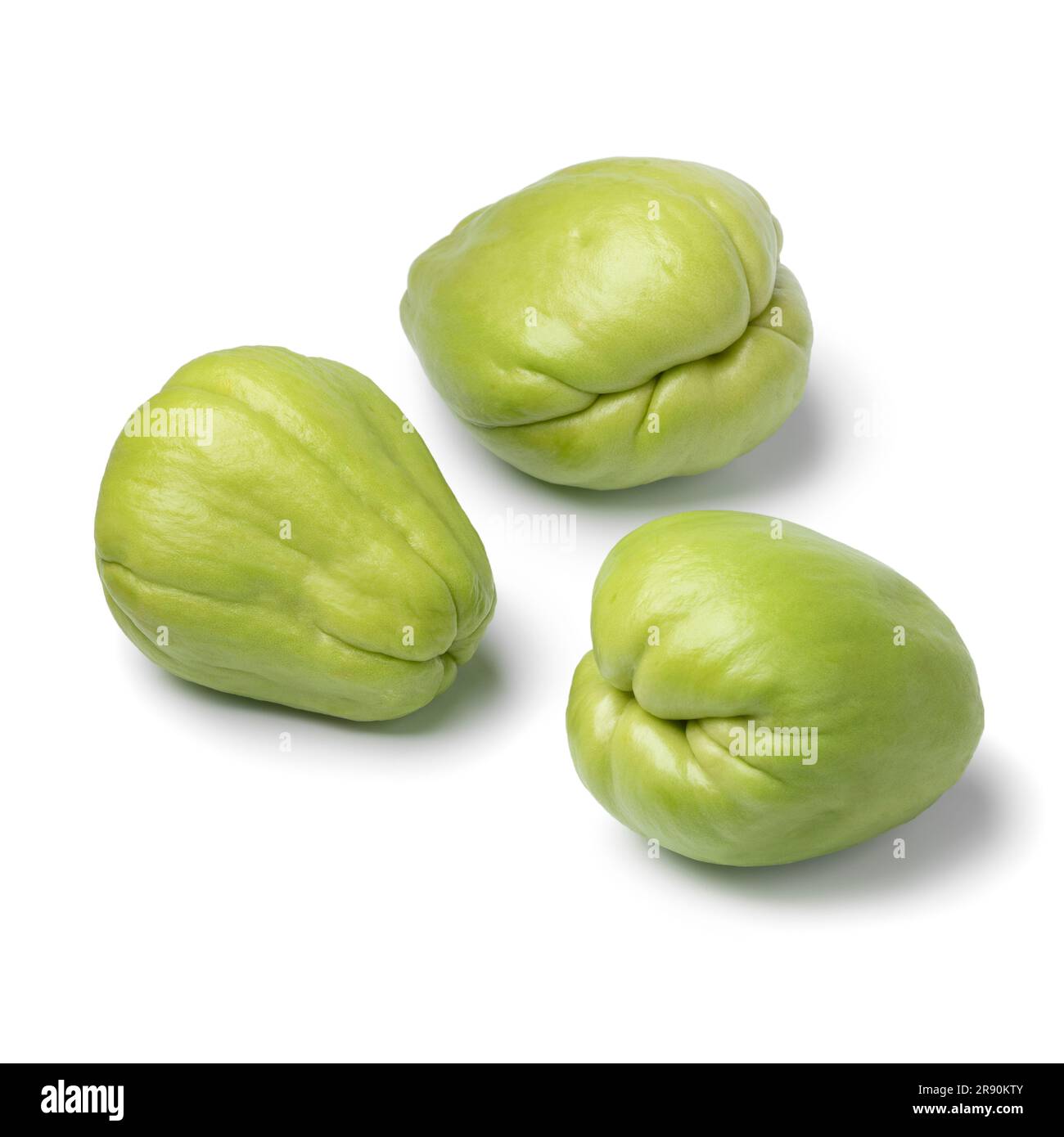 Group of whole single fresh chayote isolated on white background Stock ...