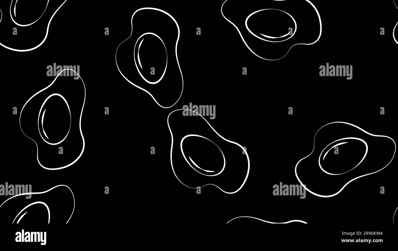 scrambled eggs on a black background, vector illustration, pattern. egg with yellow yolk ...