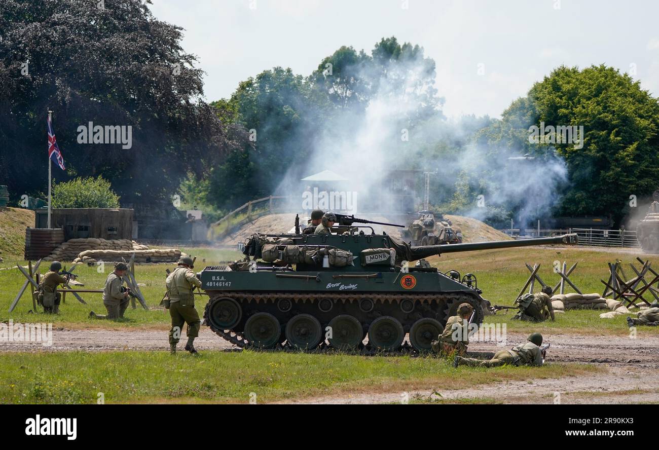 A M18 Hellcat tank takes part in a re-enactment in the Kuwait Arena ...