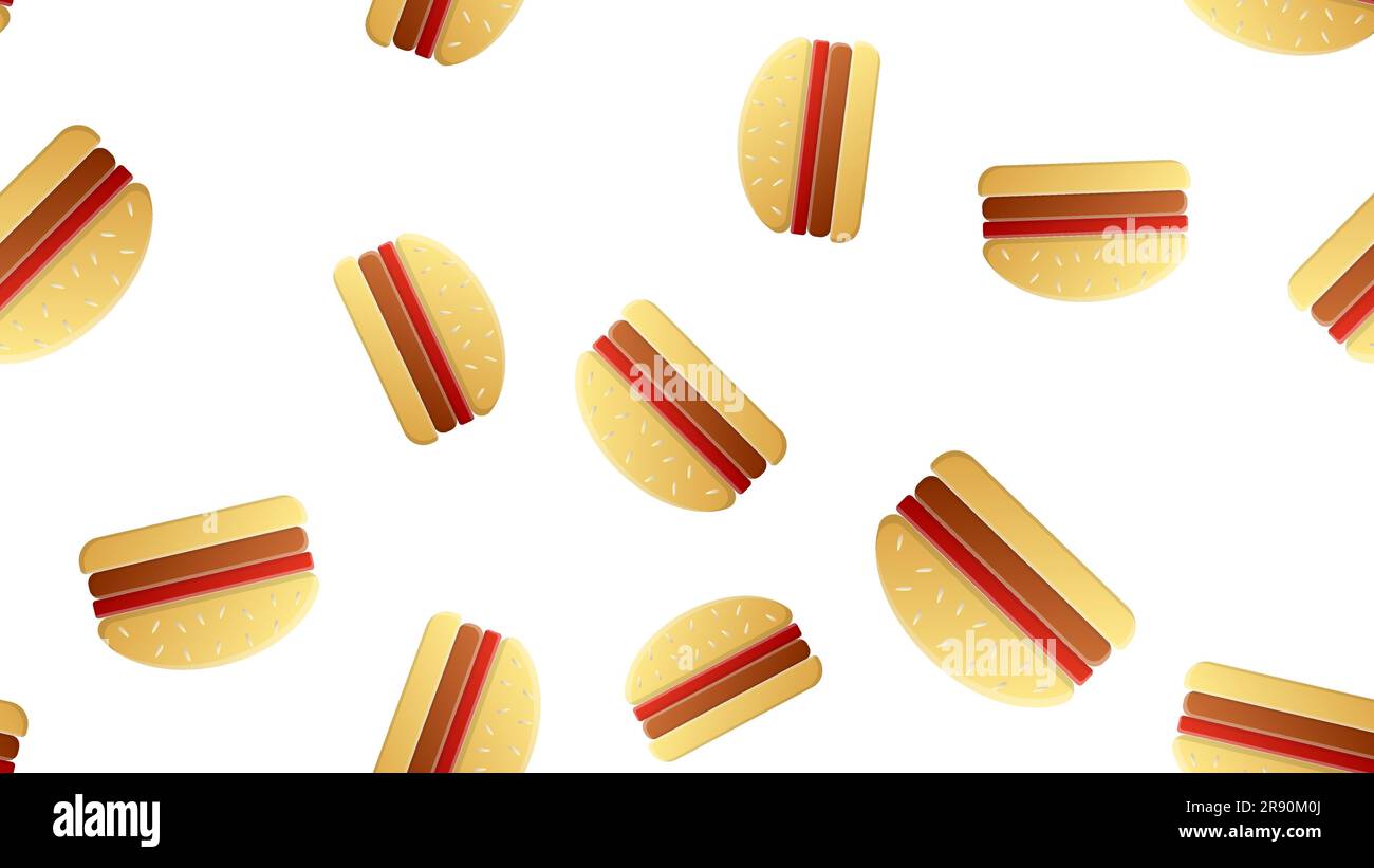 pattern of burgers on a white background, vector illustration ...