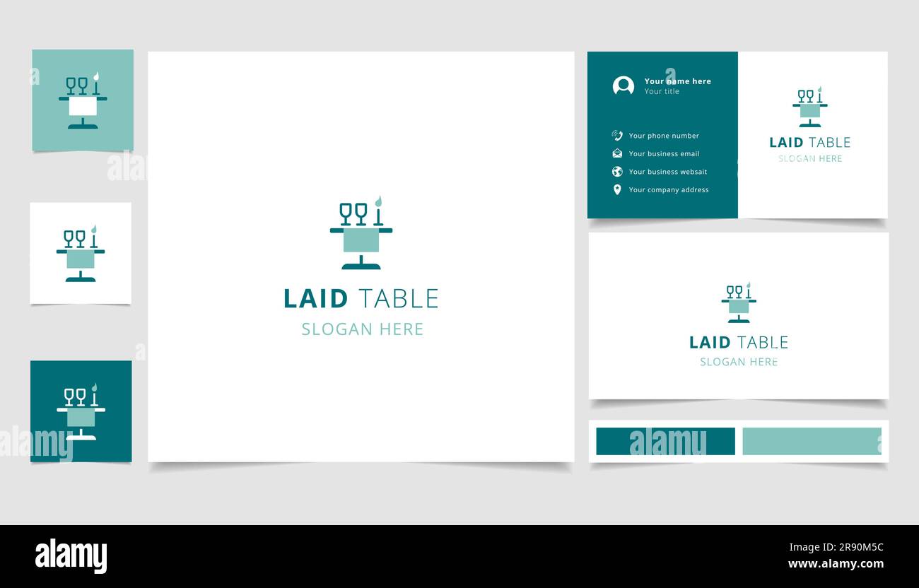 Laid table logo design with editable slogan. Branding book and business ...