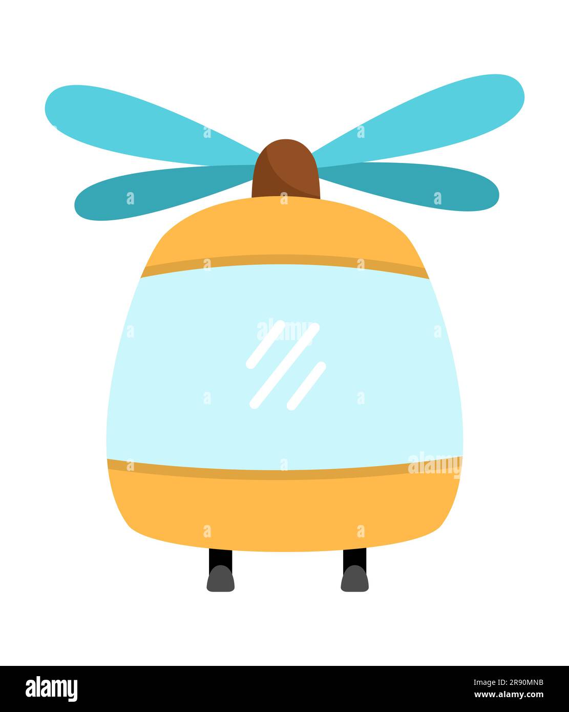 Vector yellow helicopter front view icon. Air transport for kids. Funny ...