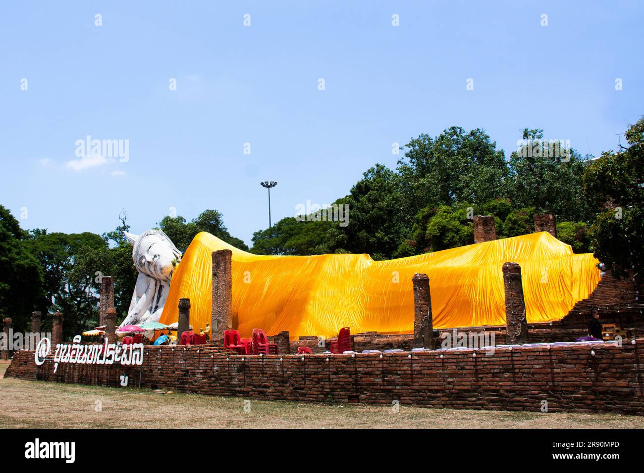 Ancient antique white buddha reclining attitude statue of Wat Khun ...