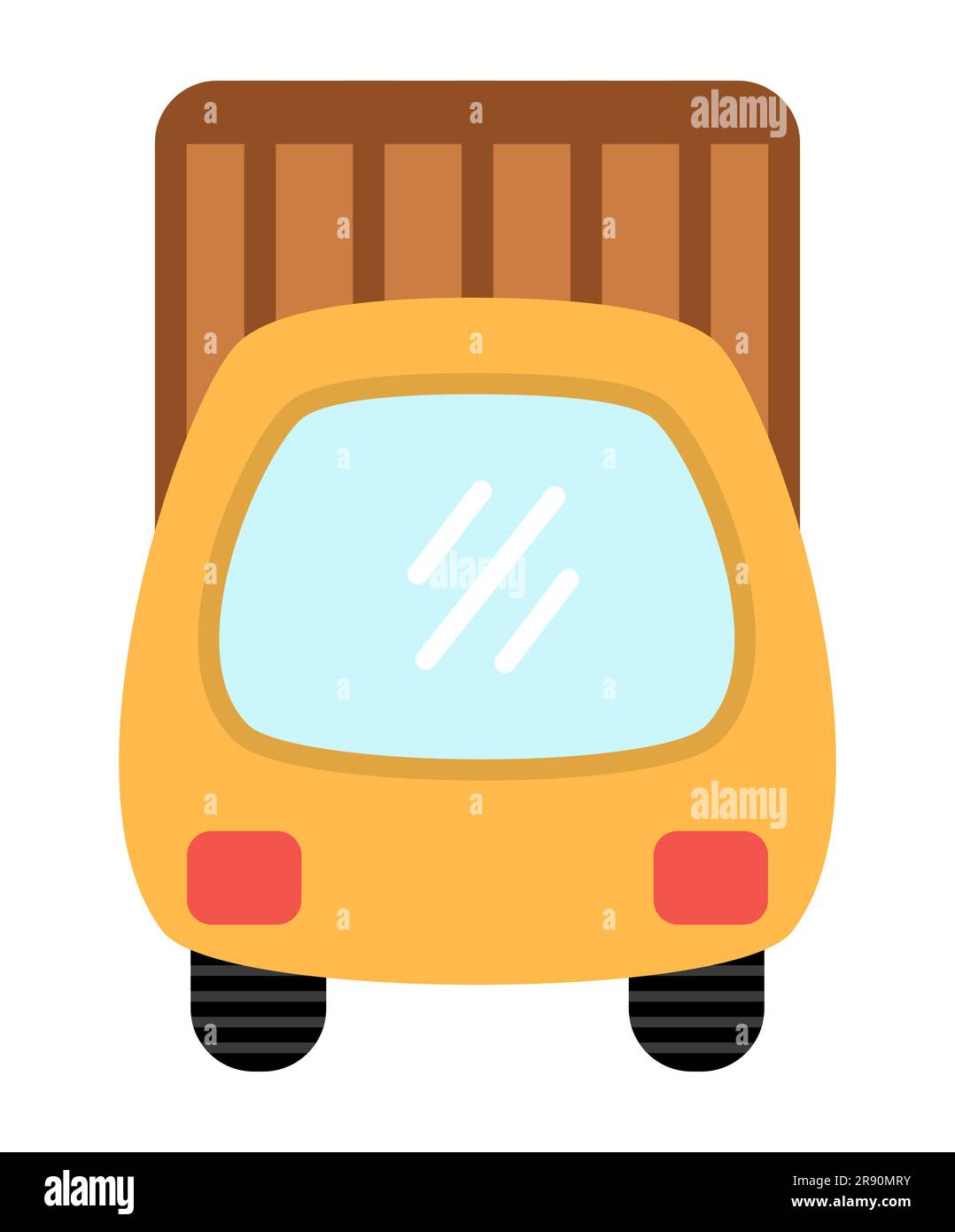 Vector brown truck car. Funny front view automobile for kids. Cute ...