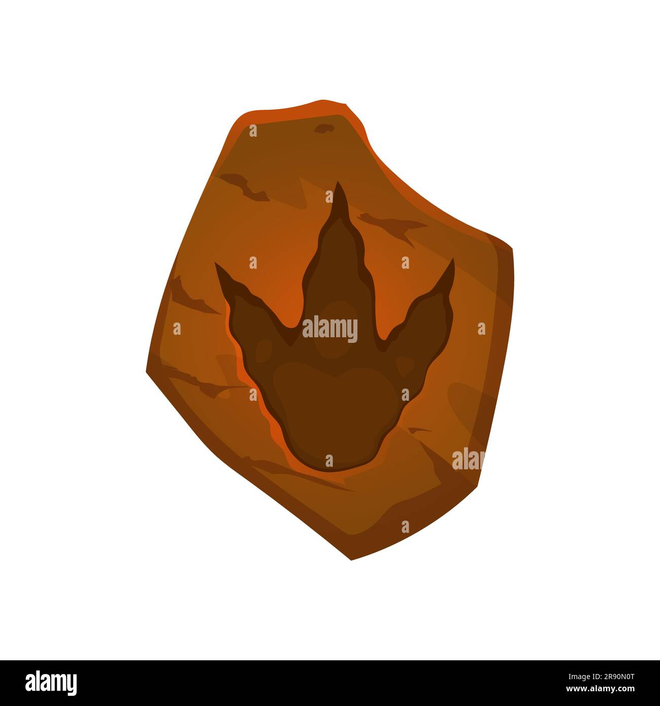 Cartoon dinosaur footprint, archeology fossil. Jurassic reptile foot ...
