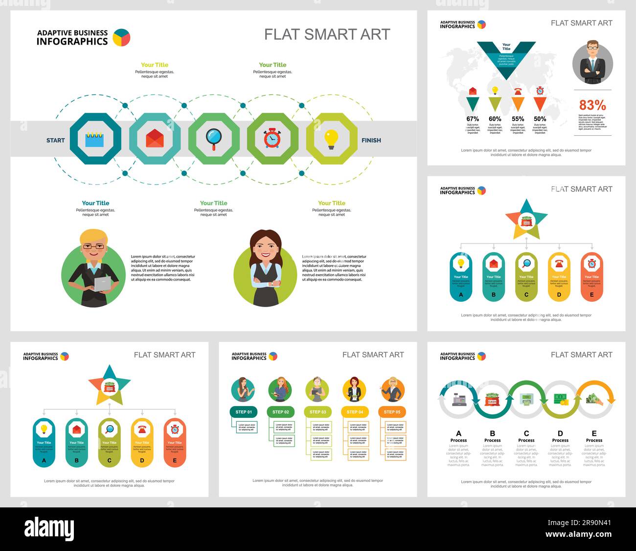 Colorful management or teamwork concept infographic chfarts set Stock ...
