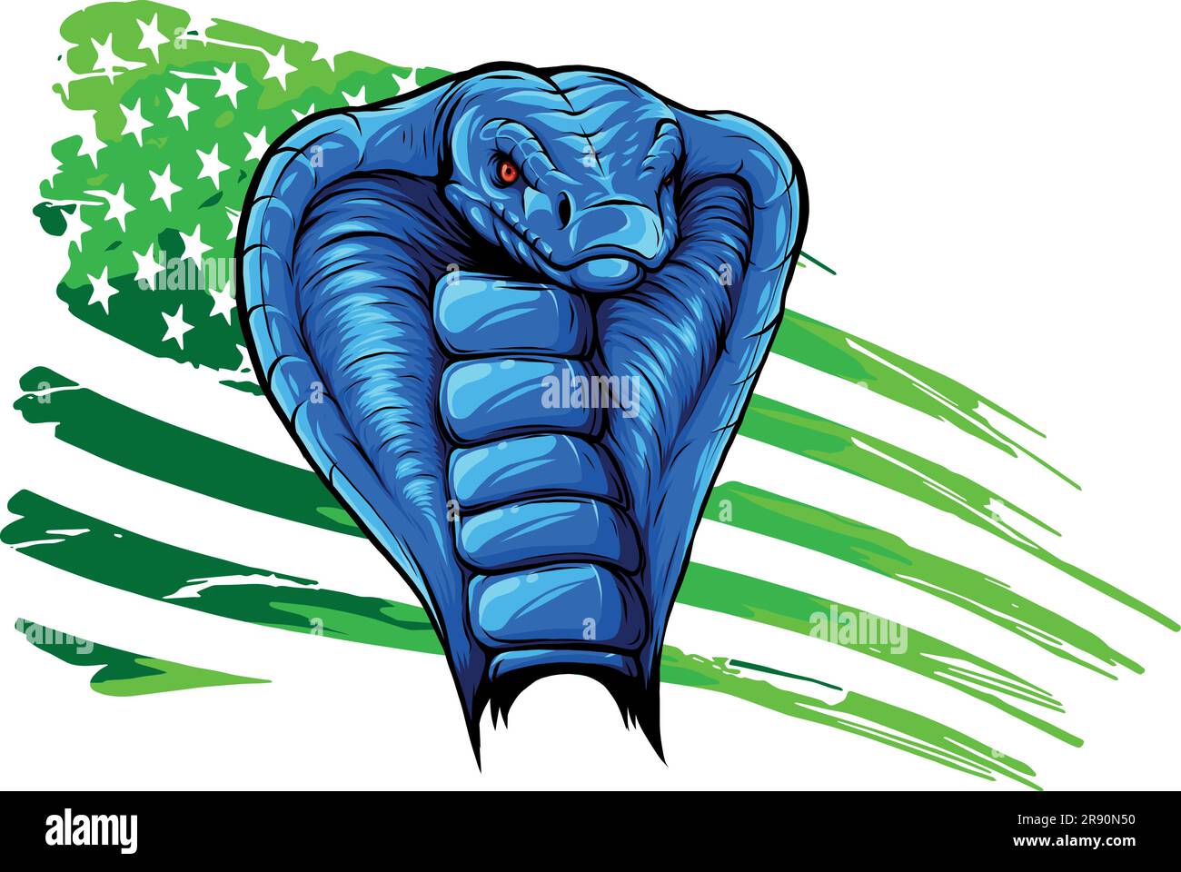 Cobra snake mascot with american flag on white background Stock Vector ...