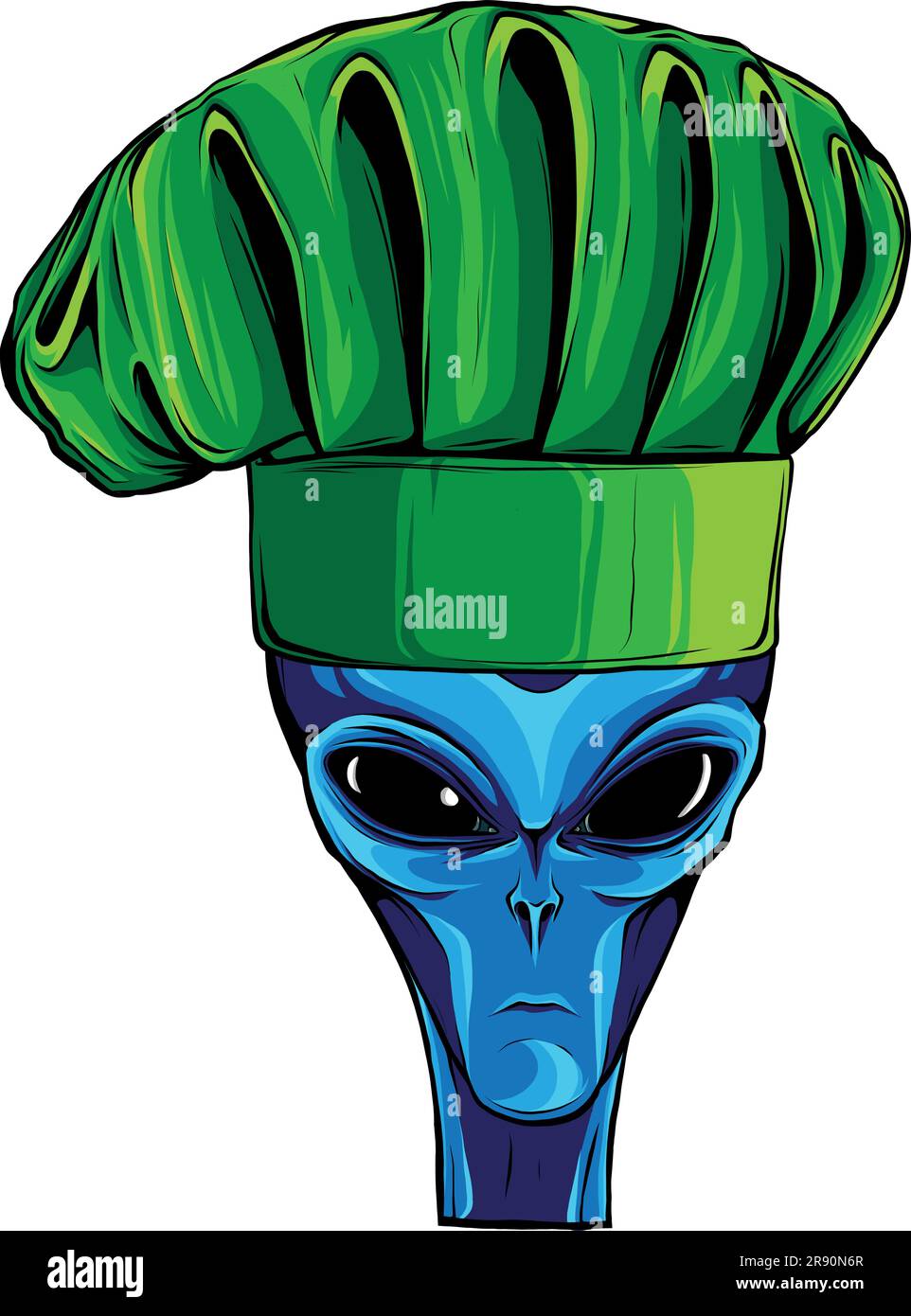 Alien Wearing Chef Hat Vector Art Illustration on Isolated Background ...