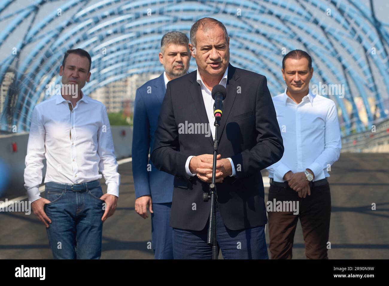 Bucharest, Romania. 23rd June, 2023: (L-R) Robert Negoita, the mayor of ...