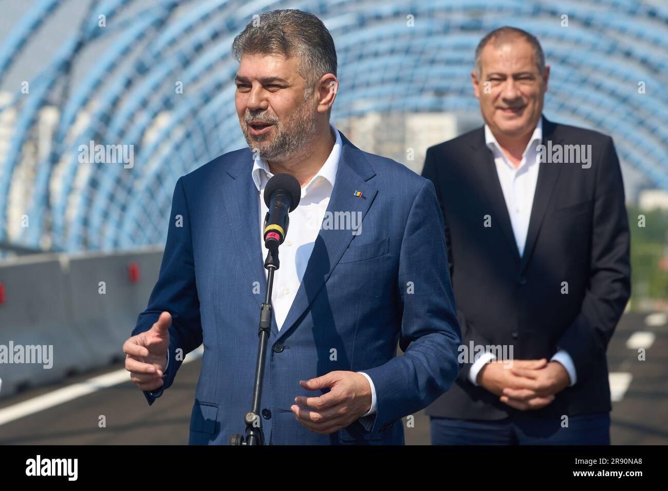 Bucharest, Romania. 23rd June, 2023: (L-R) Marcel Ciolacu, the Prime ...