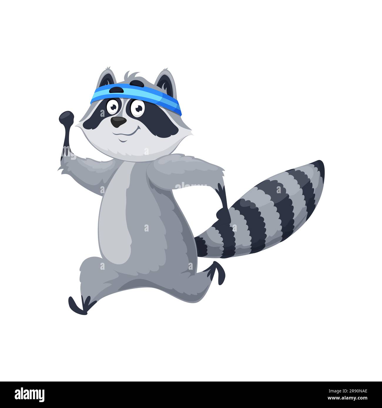 Cartoon running raccoon character. Isolated vector racoon sportsman ...