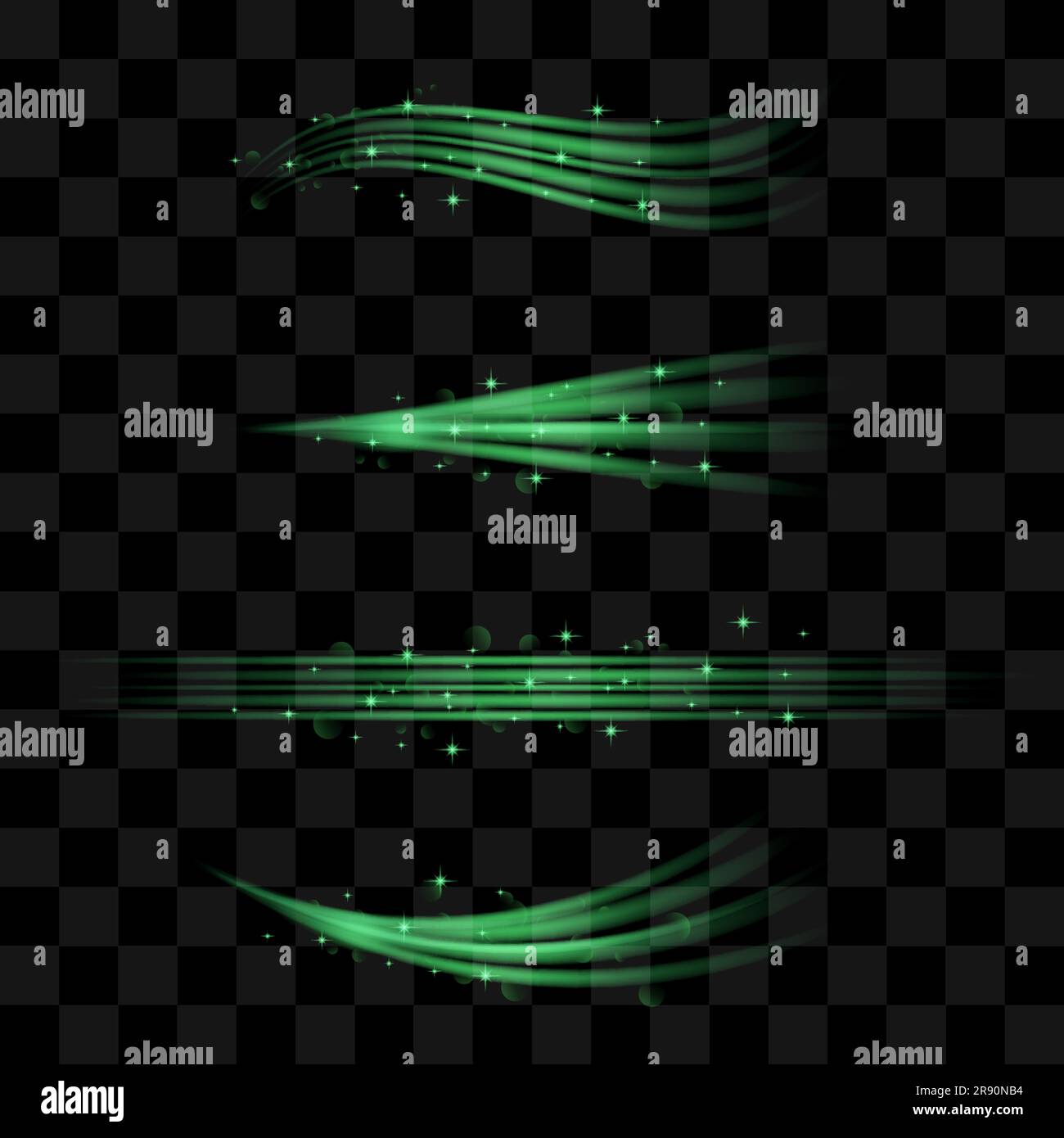 Vector Green Fresh Air Effect Set on Checkered Background. Water ...