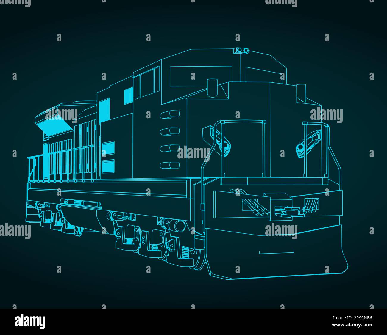 Stylized vector illustration of drawings of diesel locomotive Stock Vector Image & Art - Alamy