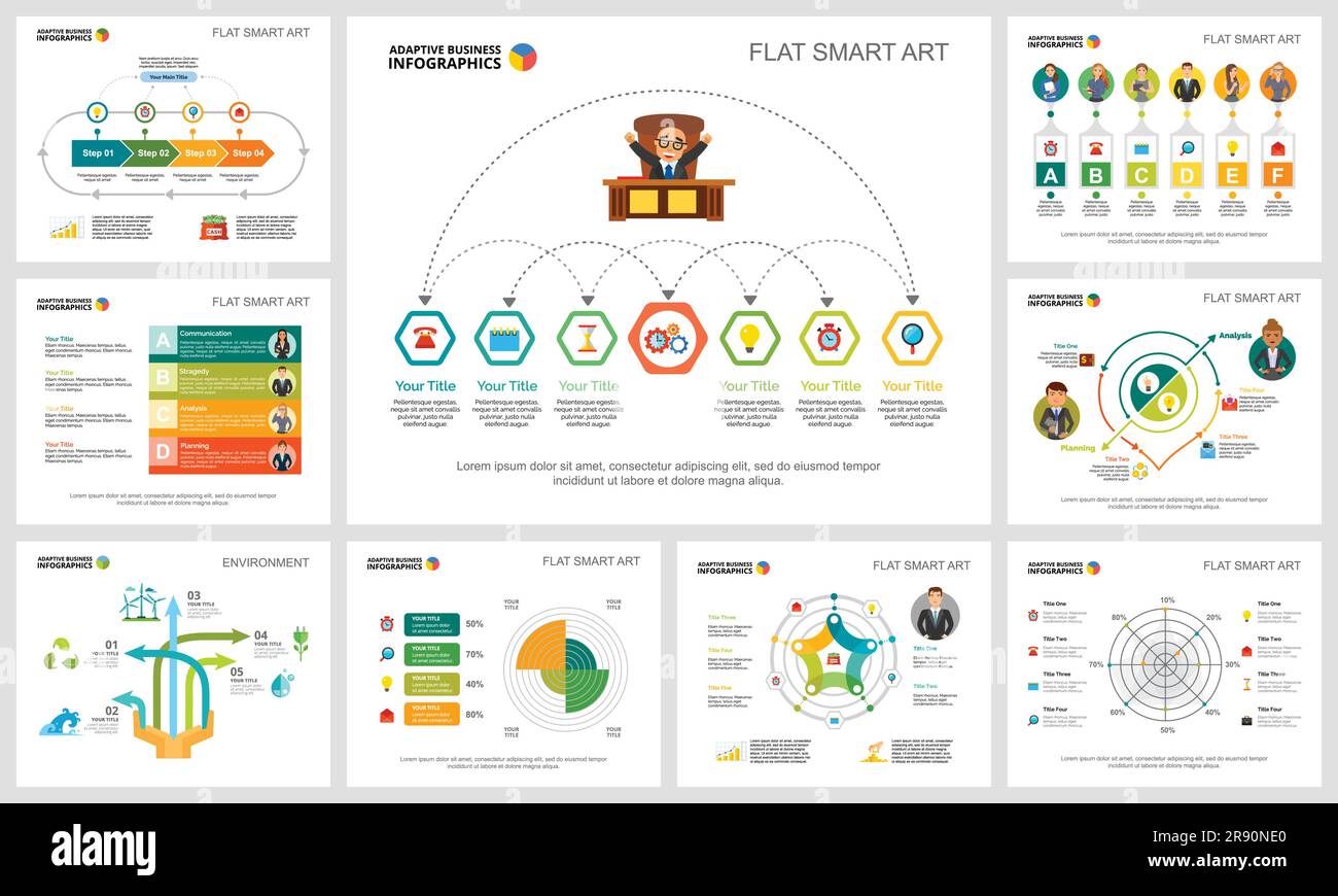 Colorful planning or economy concept infographic charts set Stock ...