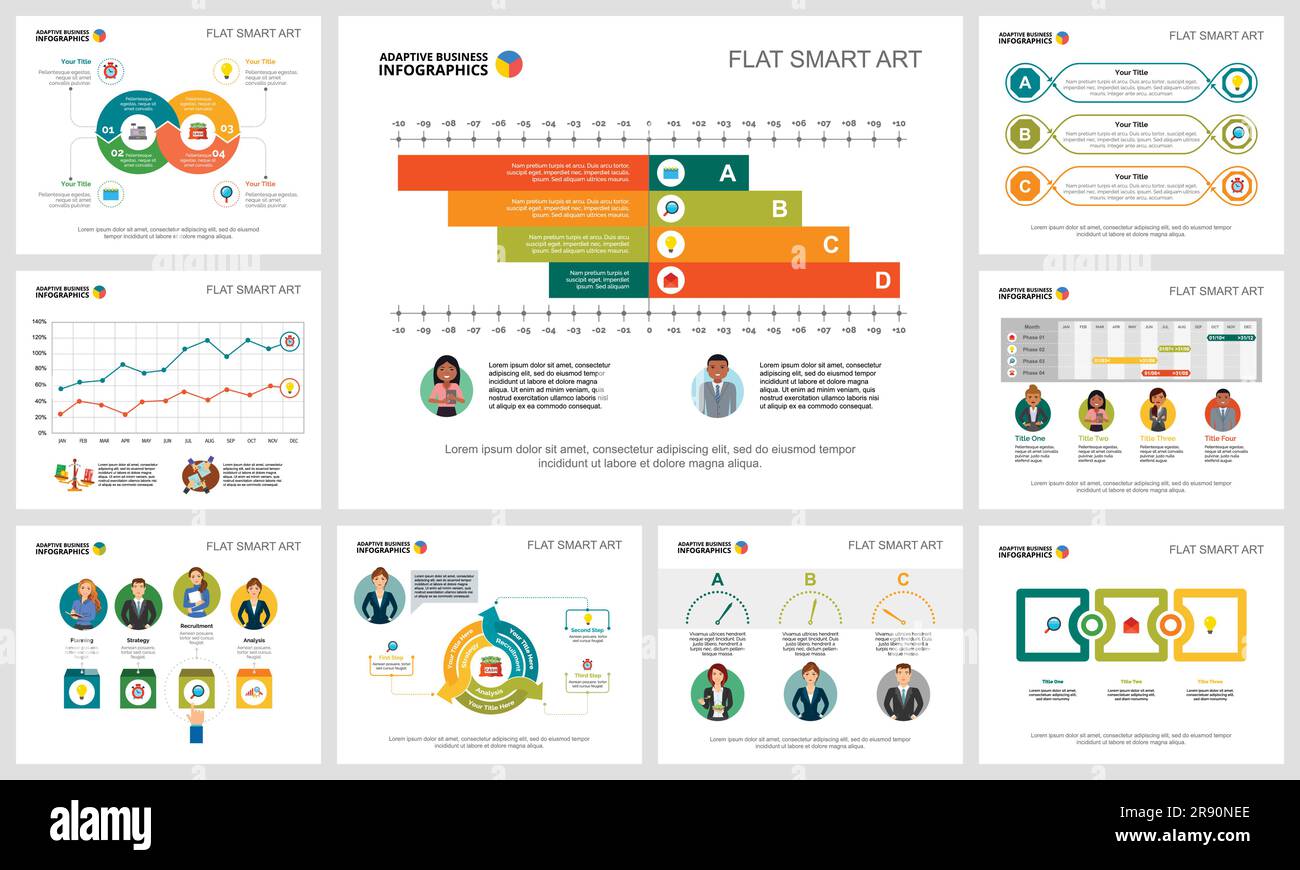 Colorful diagrams set for presentation slide templates Stock Vector ...