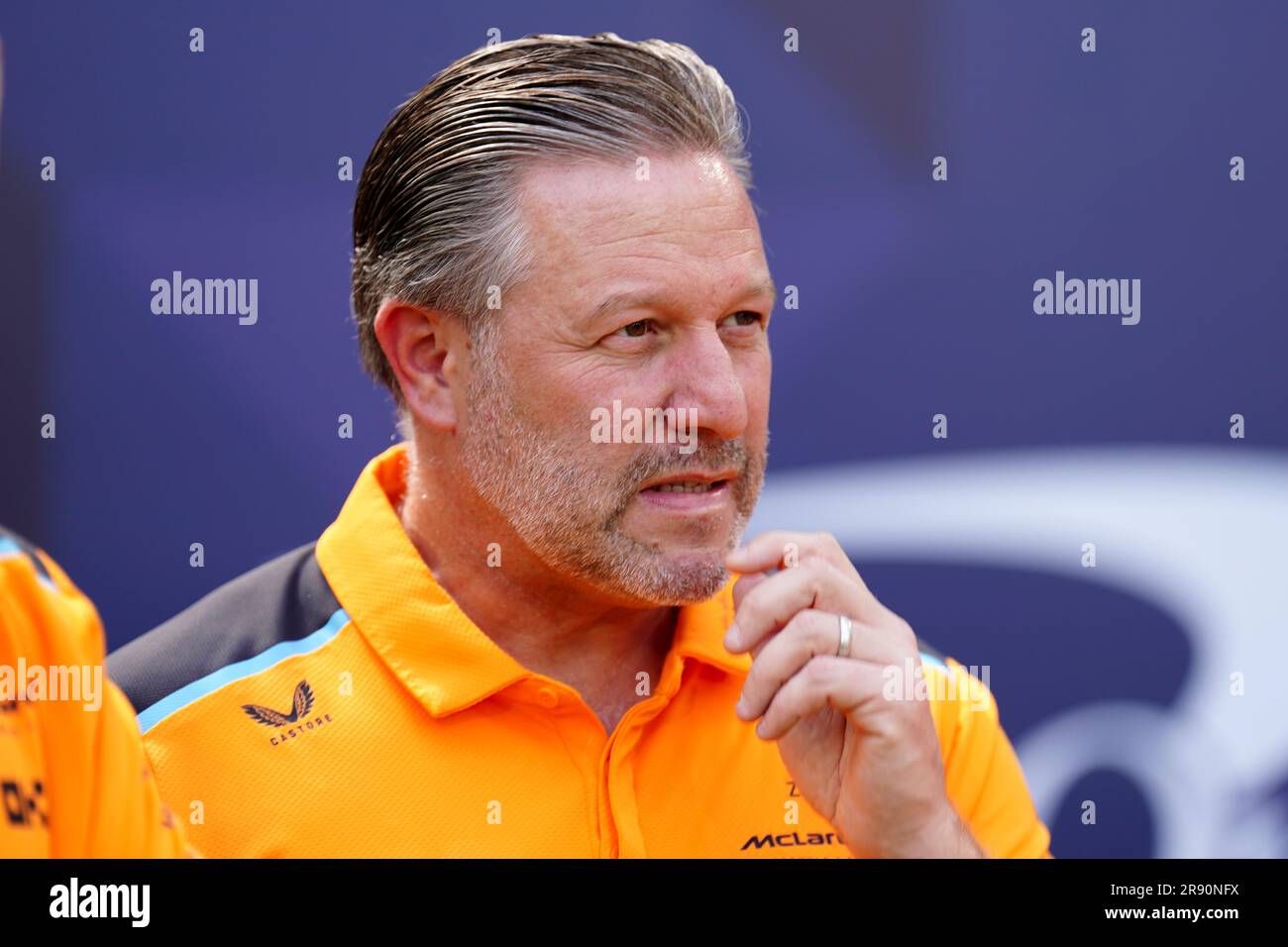 CEO of McLaren Racing, Zak Brown, looks on during a workout day ahead ...