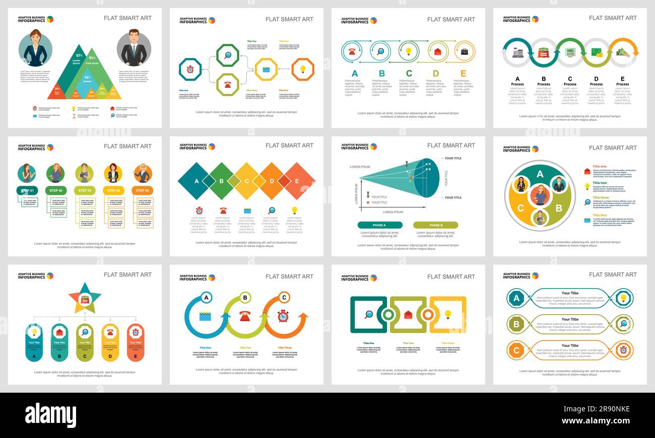 Colorful management or consulting concept infographic charts set Stock ...