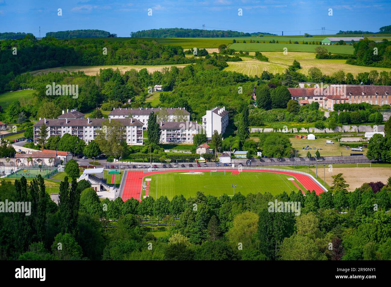 Track and field and football stadium in Provins, a medieval city in the ...