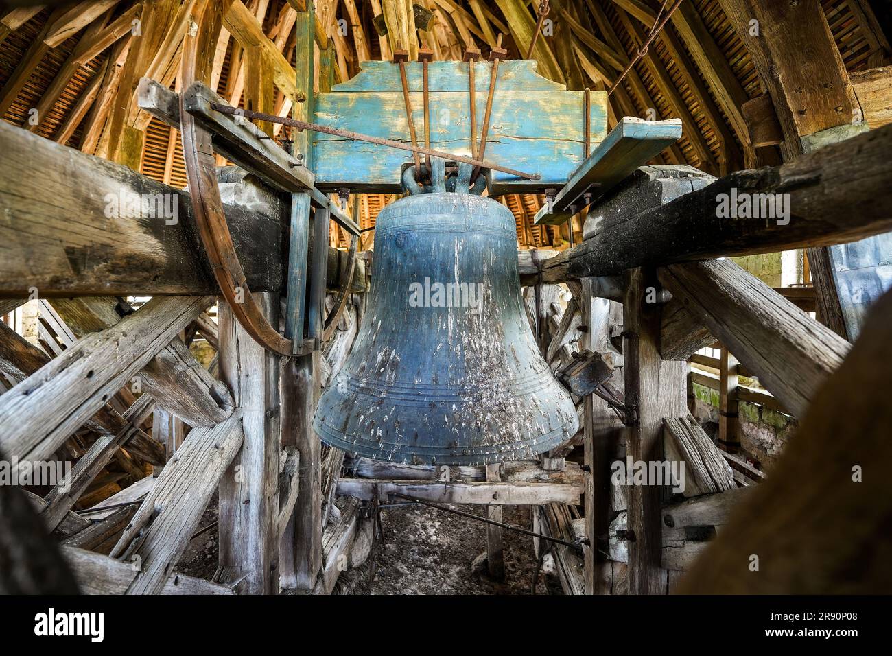 17th century bell in the belfry of the Tour César ("Caesar Tower") in ...