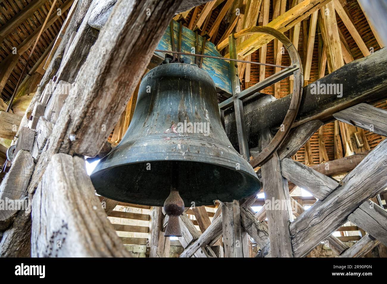 17th century bell in the belfry of the Tour César ("Caesar Tower") in ...