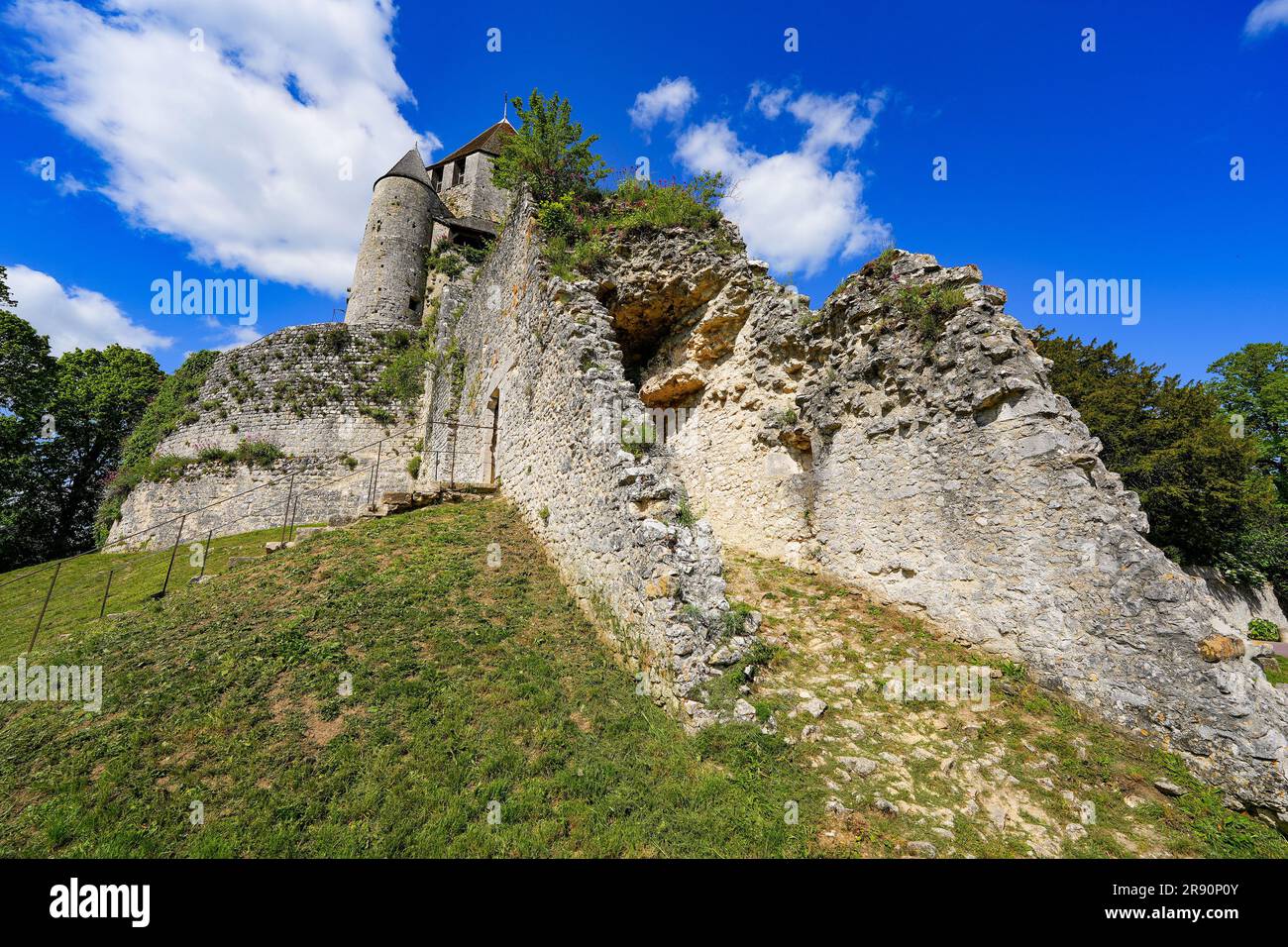 Collapsed stone wall coming out of the Tour César ("Caesar tower") in ...