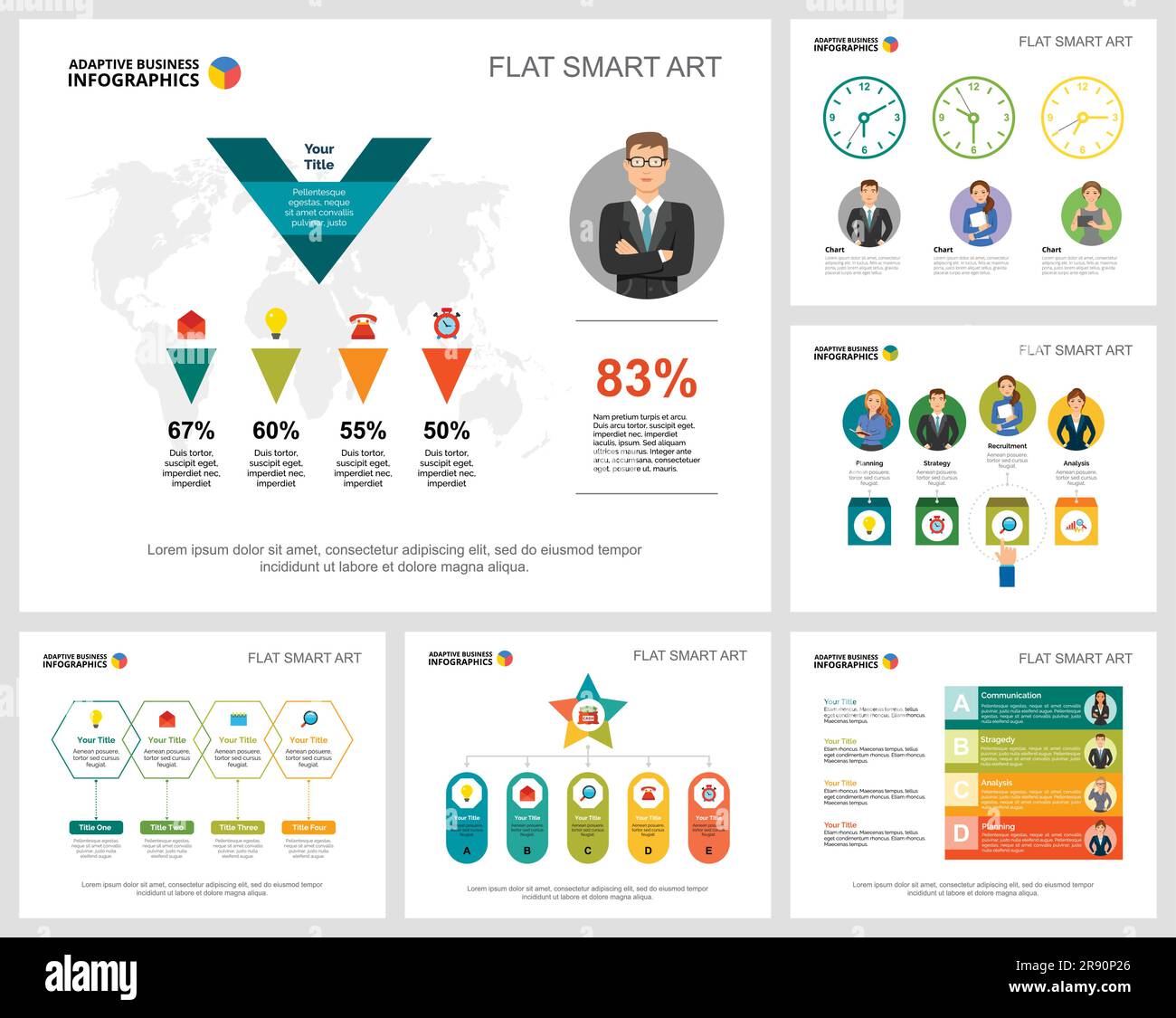 Colorful research or teamwork concept infographic charts set Stock ...