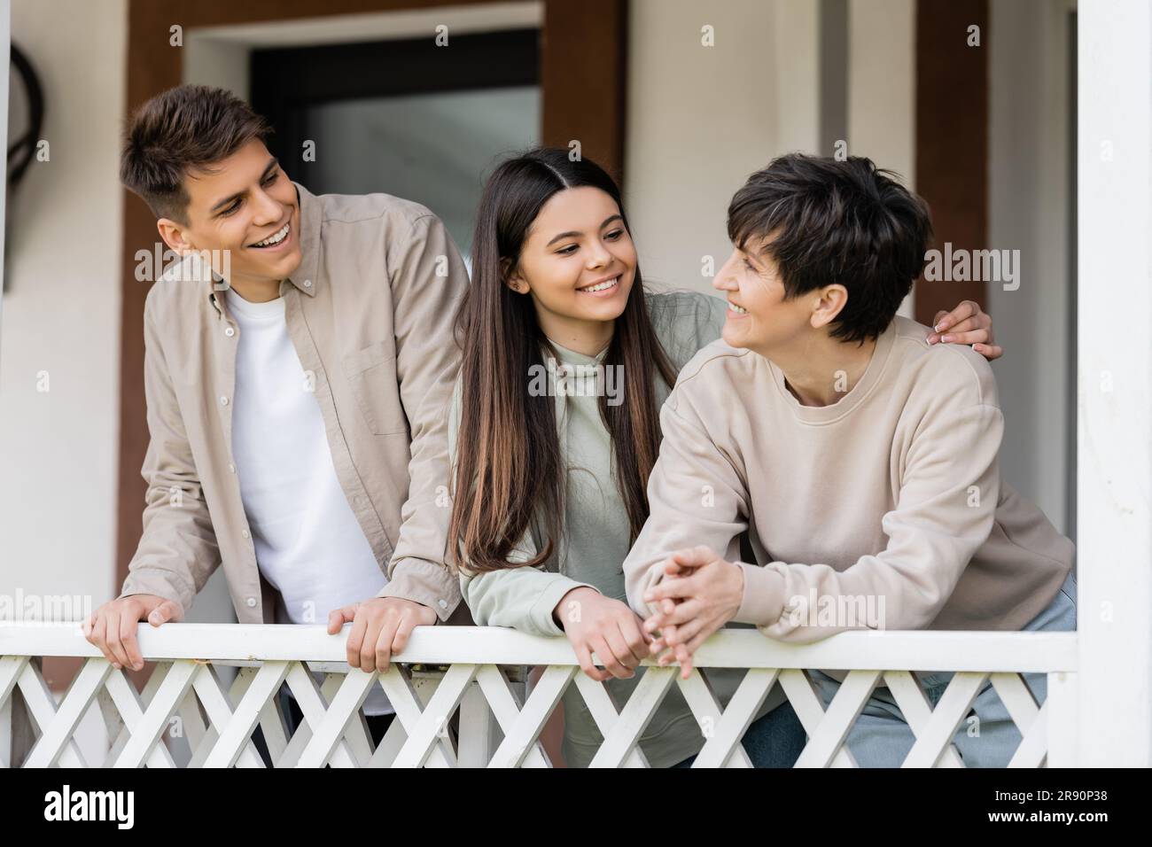parents day celebration, middle aged woman looking at cheerful daughter ...