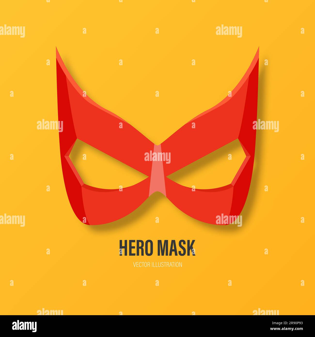 Vector Red Super Hero Mask on Yellow Background. Face Character ...