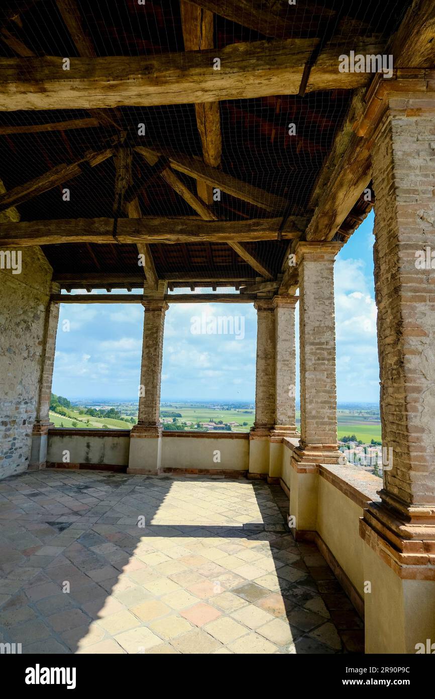 terrace view from the Castle Castello Torrechiara in Langhirano, Emilia ...