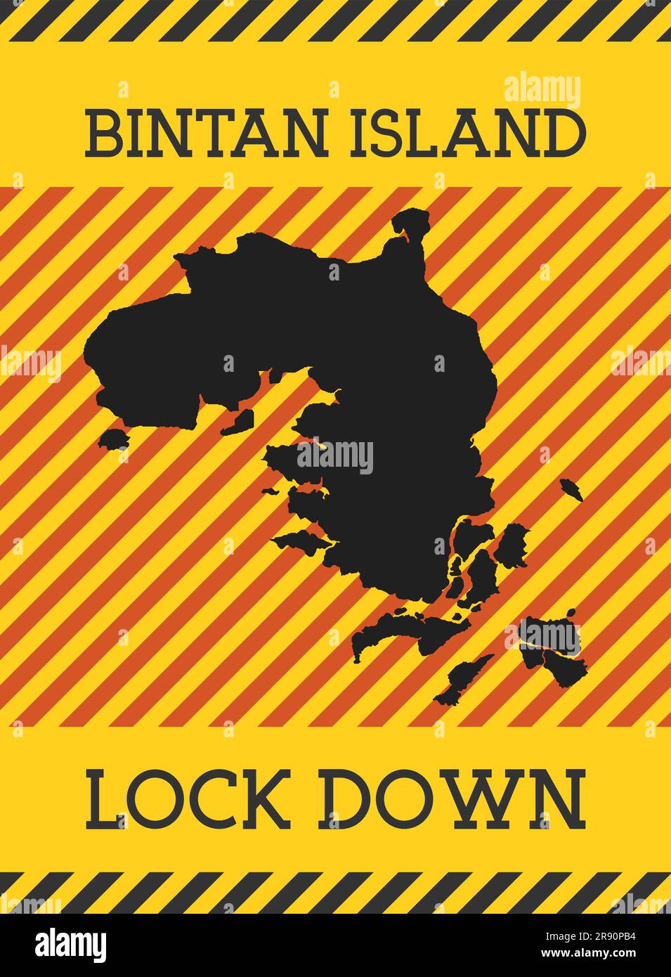 Bintan Island Lock Down Sign. Yellow island pandemic danger icon ...