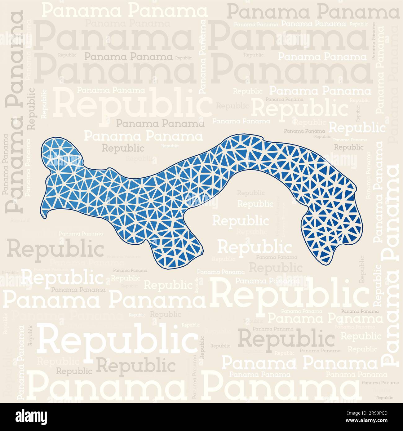 Panama map design. Country names in different languages and map shape ...