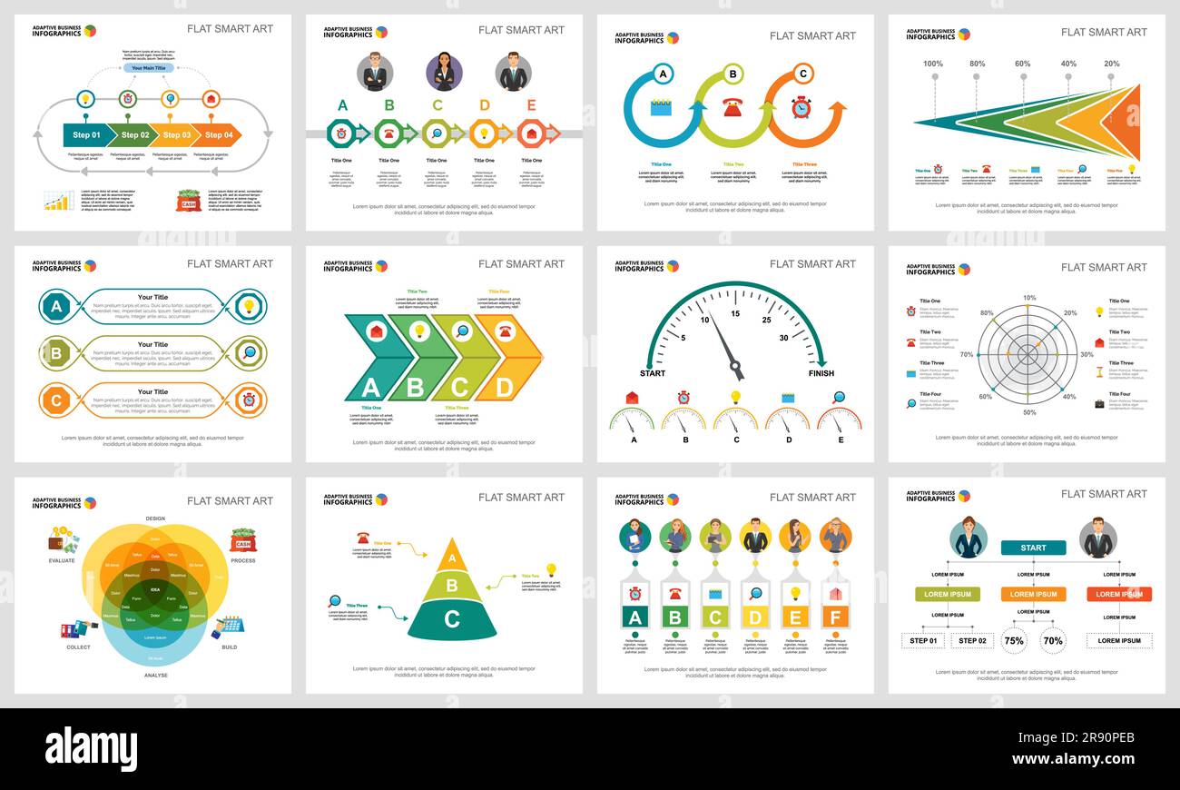Colorful research or training concept infographic charts set Stock ...