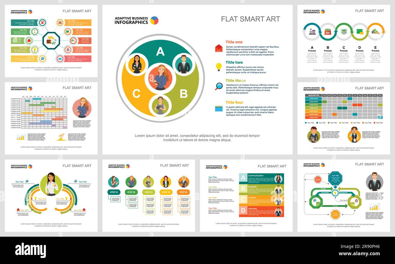 Colorful marketing or production concept infographic charts set Stock ...
