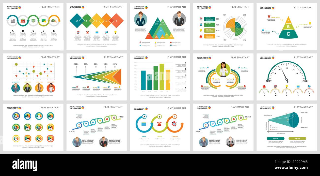 Colorful planning or strategy concept infographic charts set Stock ...