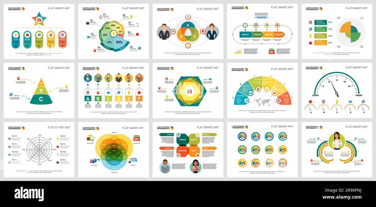 Colorful promotion or training concept infographic charts set Stock ...