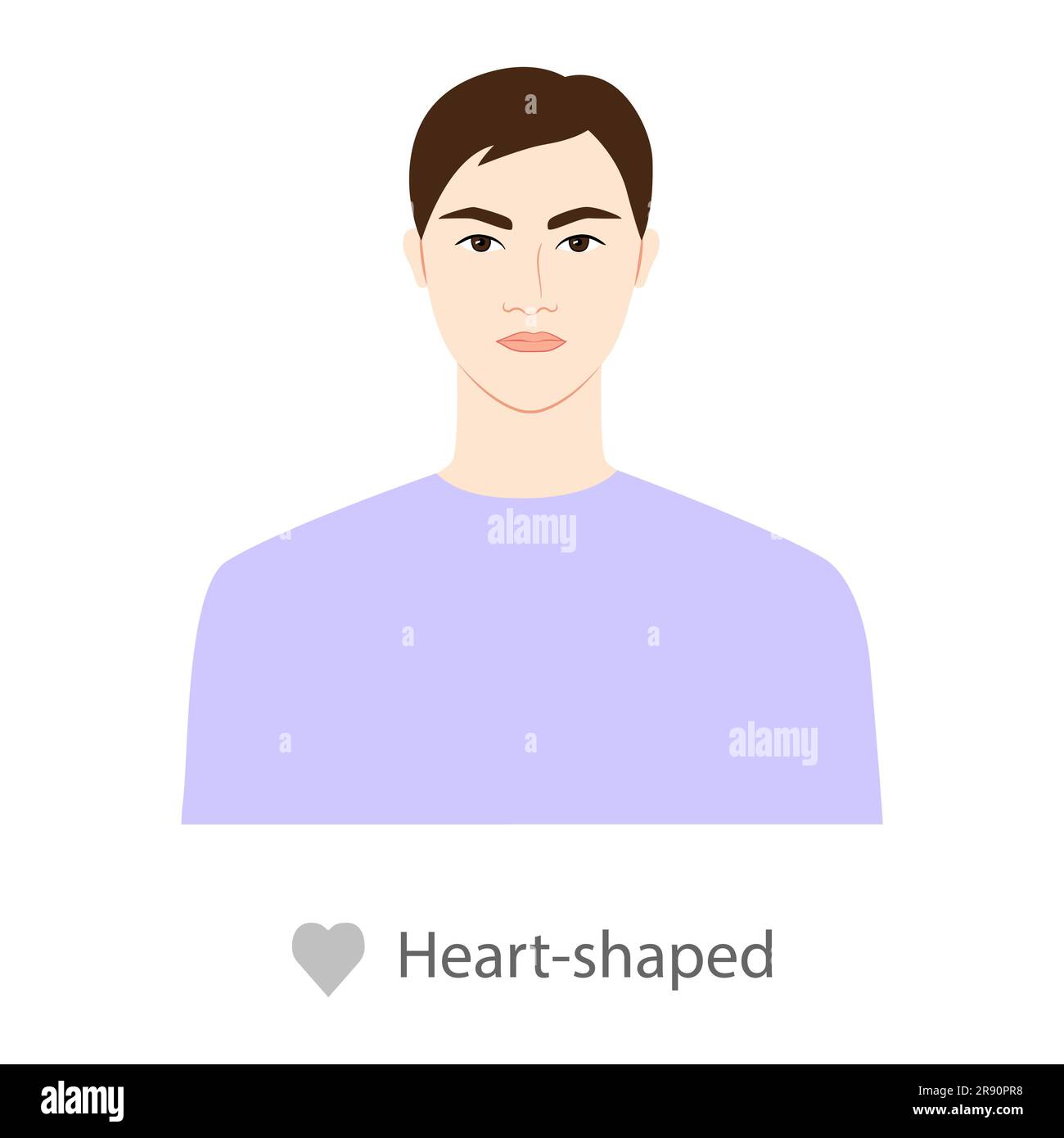 Men face heart shape type with text diagram. Male Vector illustration ...