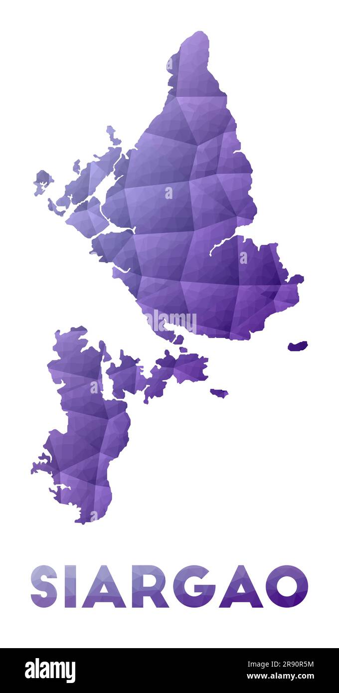 Map of Siargao. Low poly illustration of the island. Purple geometric ...
