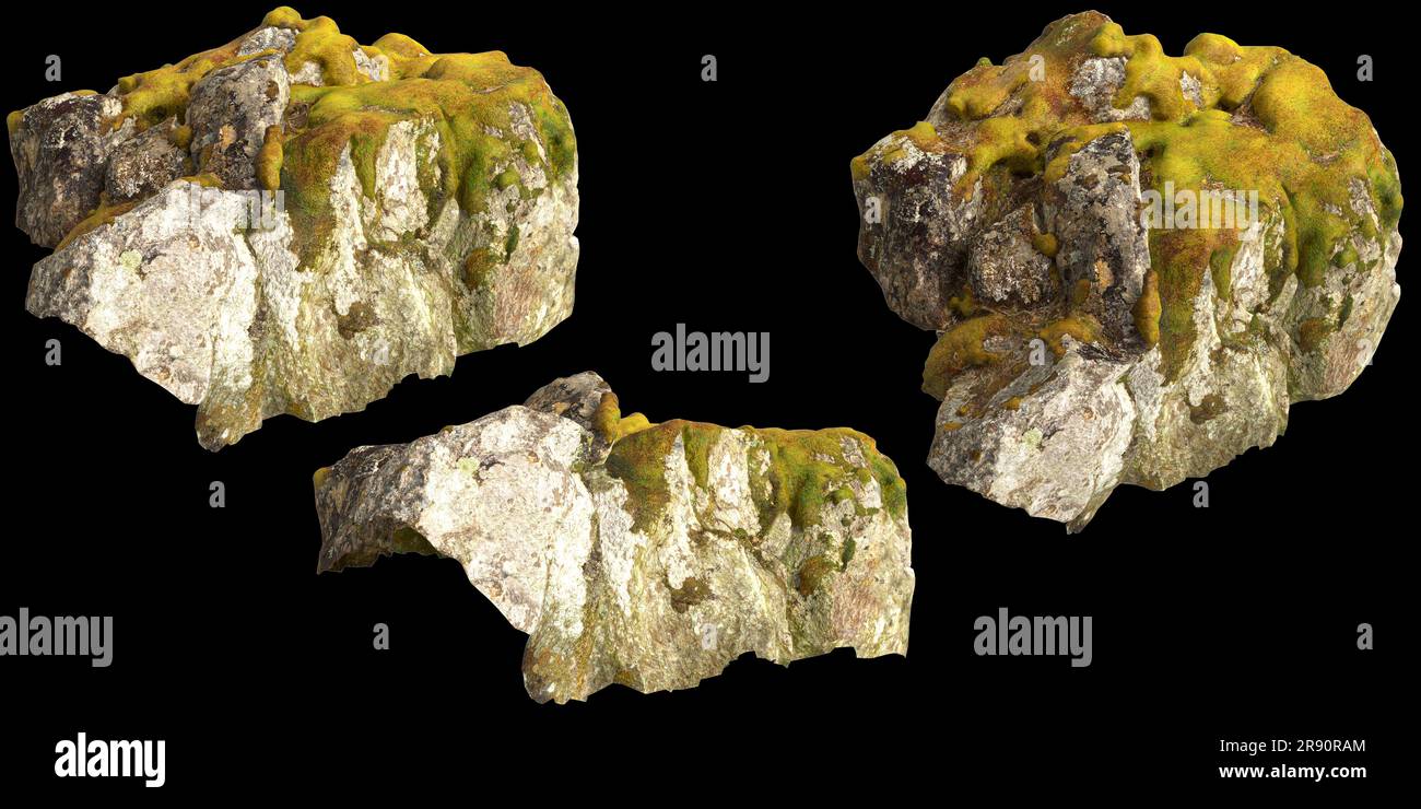 3d illustration of single rocks isolated on white background Stock ...