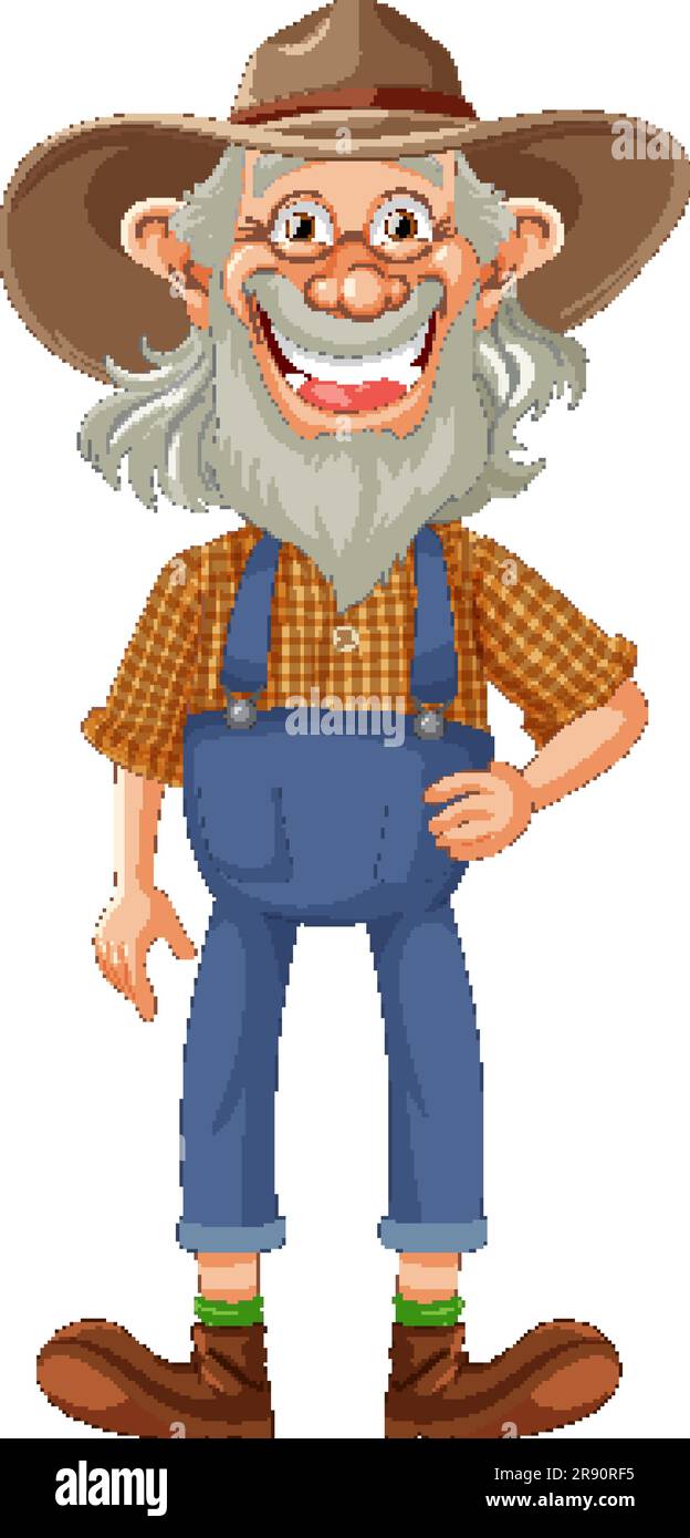 Funny Old Farmer Cartoon Character illustration Stock Vector Image ...