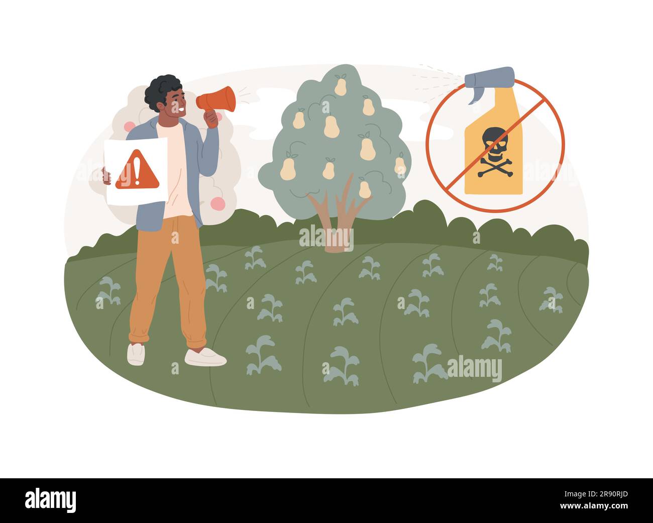 Herbicide ban isolated concept vector illustration. Stop herbicide use ...