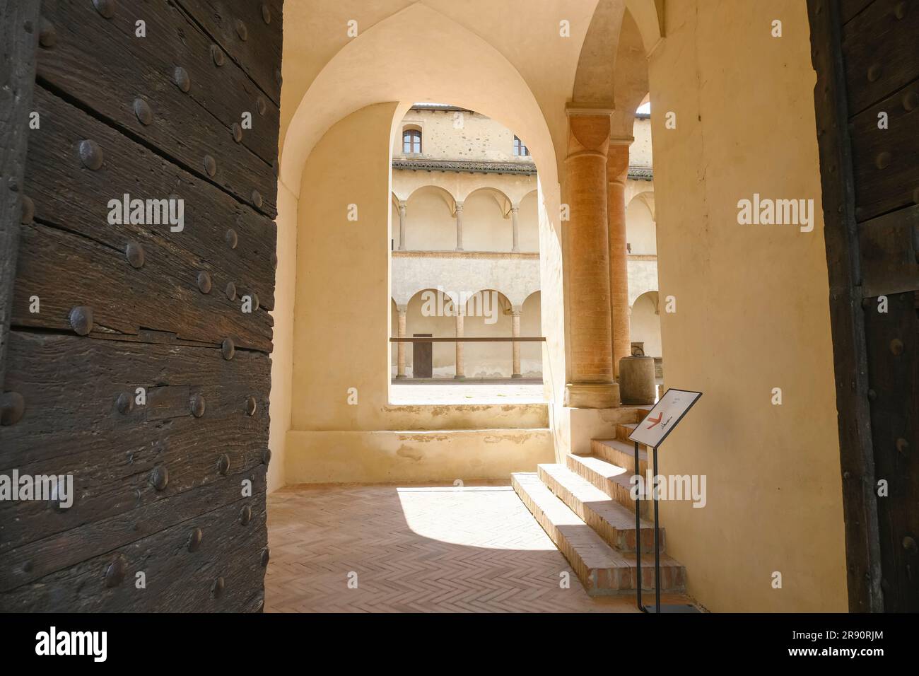 ancient wooden door on the entrance to the Castle Torrechiara in ...