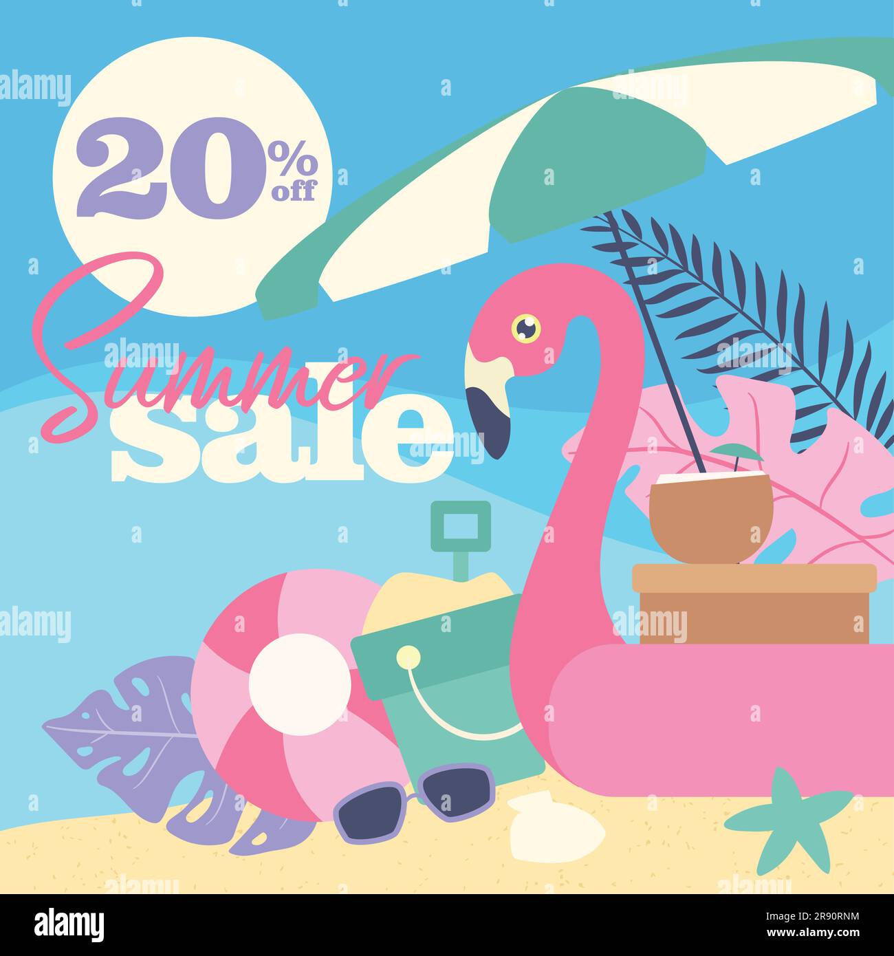 Colored summer sale discount poster template Vector Stock Vector Image ...