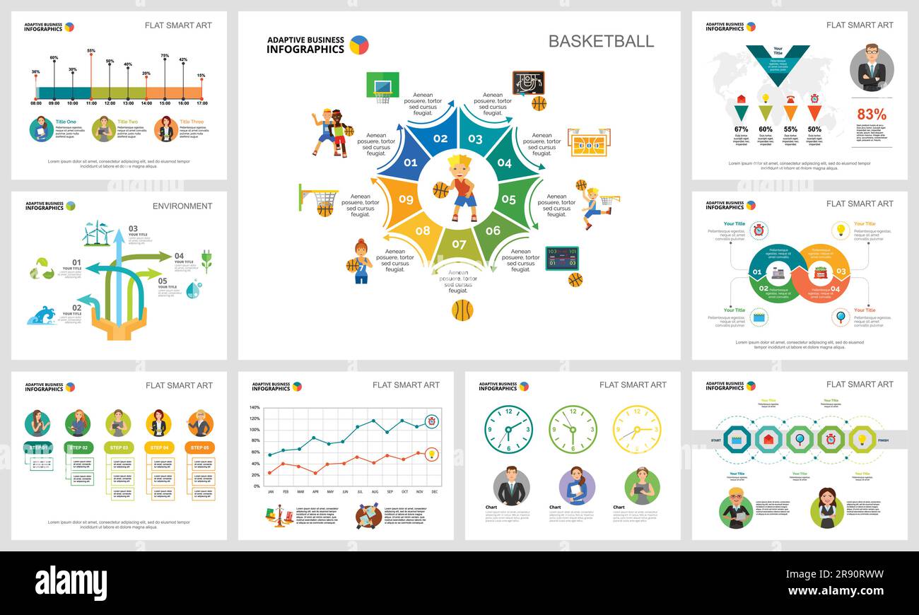 Colorful diagrams set for presentation slide templates Stock Vector ...