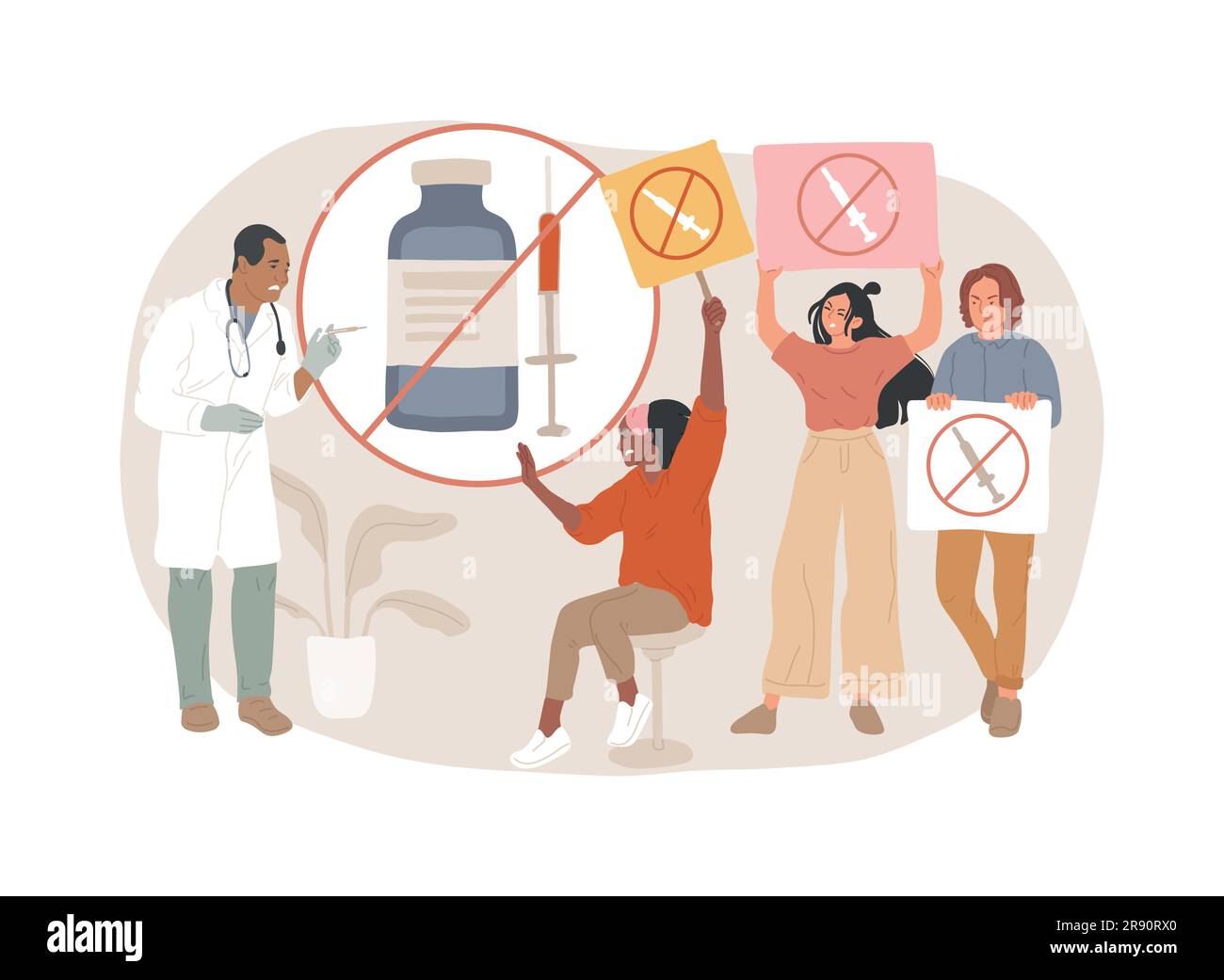 Refusal of vaccination isolated concept vector illustration. Vaccine ...