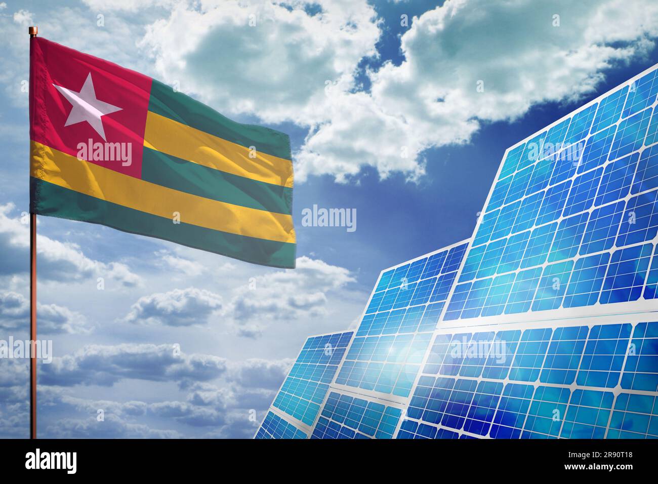 Togo solar energy, alternative energy industrial concept with flag ...