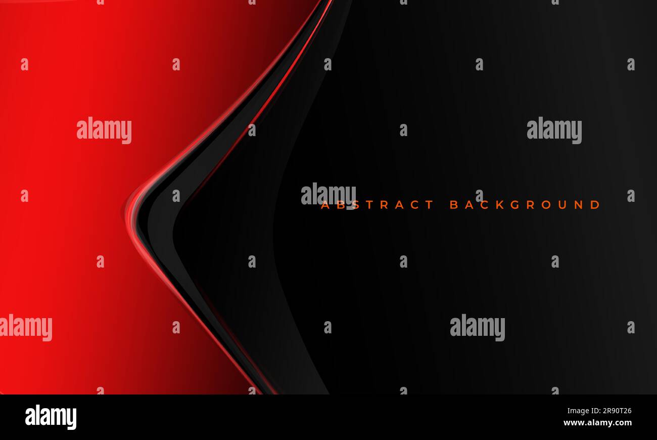 Black vector abstract background with black and red 3D wavy arrow Stock ...