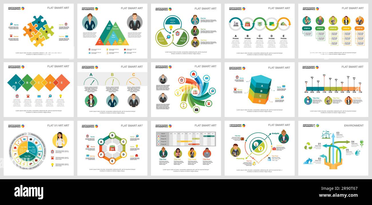 Colorful environment and business concept infographic charts set Stock ...