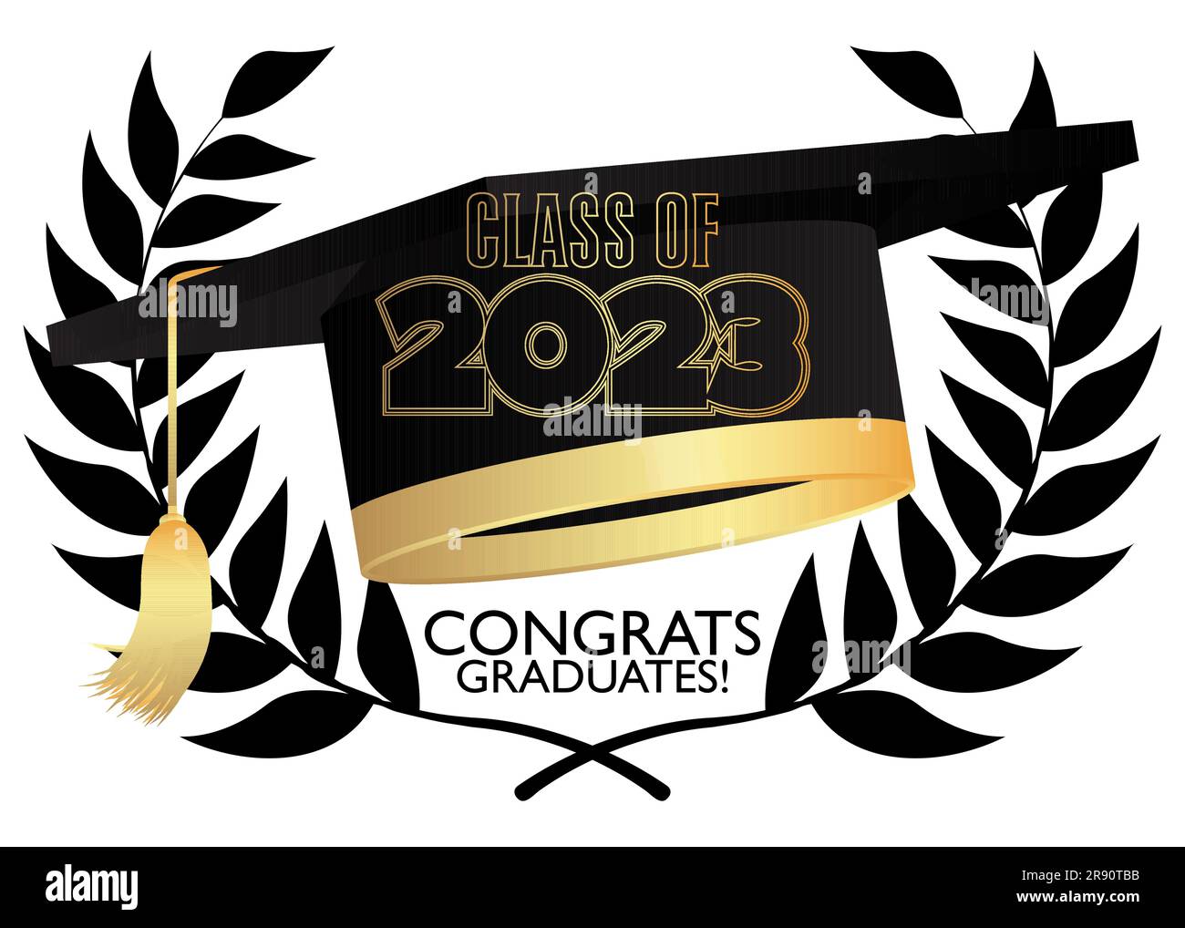 Graduation black and gold vector design. Class of 2023, golden high ...