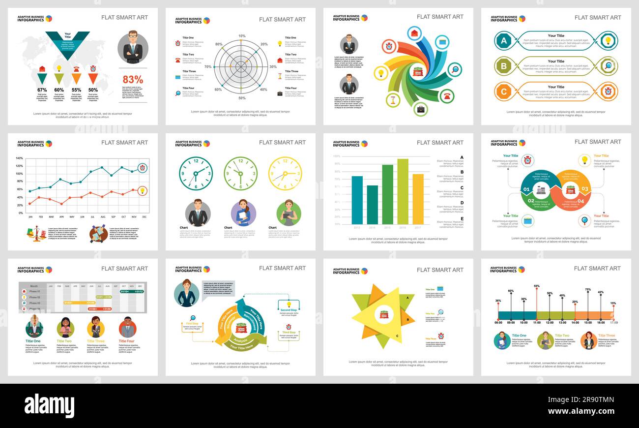 Colorful analytics or planning concept infographic charts set Stock ...